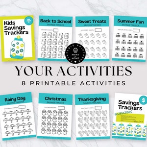 Kids Savings Tracker Printable, Money Saver Goals Challenge, Cash ...