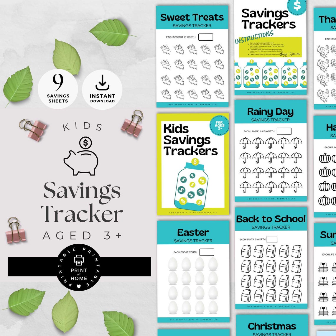Kids Savings Tracker Printable, Money Saver Goals Challenge, Cash ...