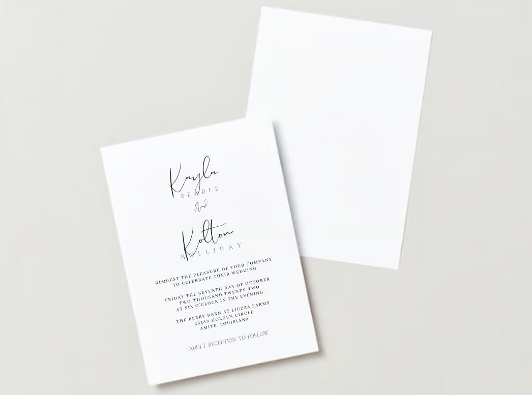 SIMPLISTIC WEDDING INVITATION Wedding Invite Simple - Etsy