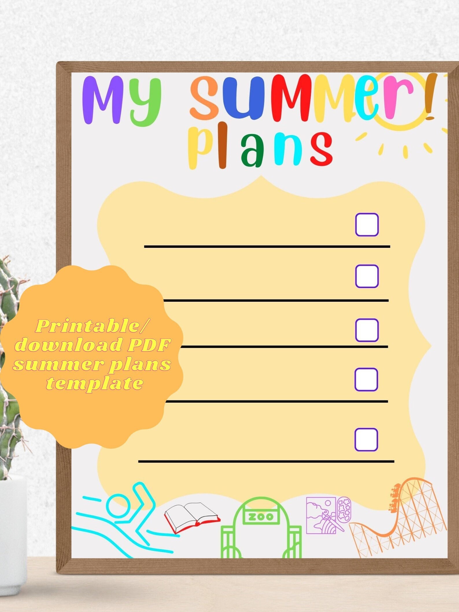 Printable Summer Holiday Plans for Kids - Etsy