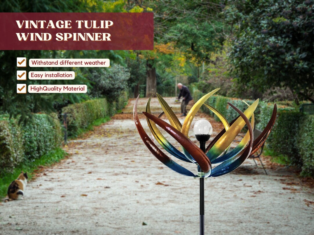Unique Flower Wind Spinner Metal Yard Art Garden Decoration - Etsy