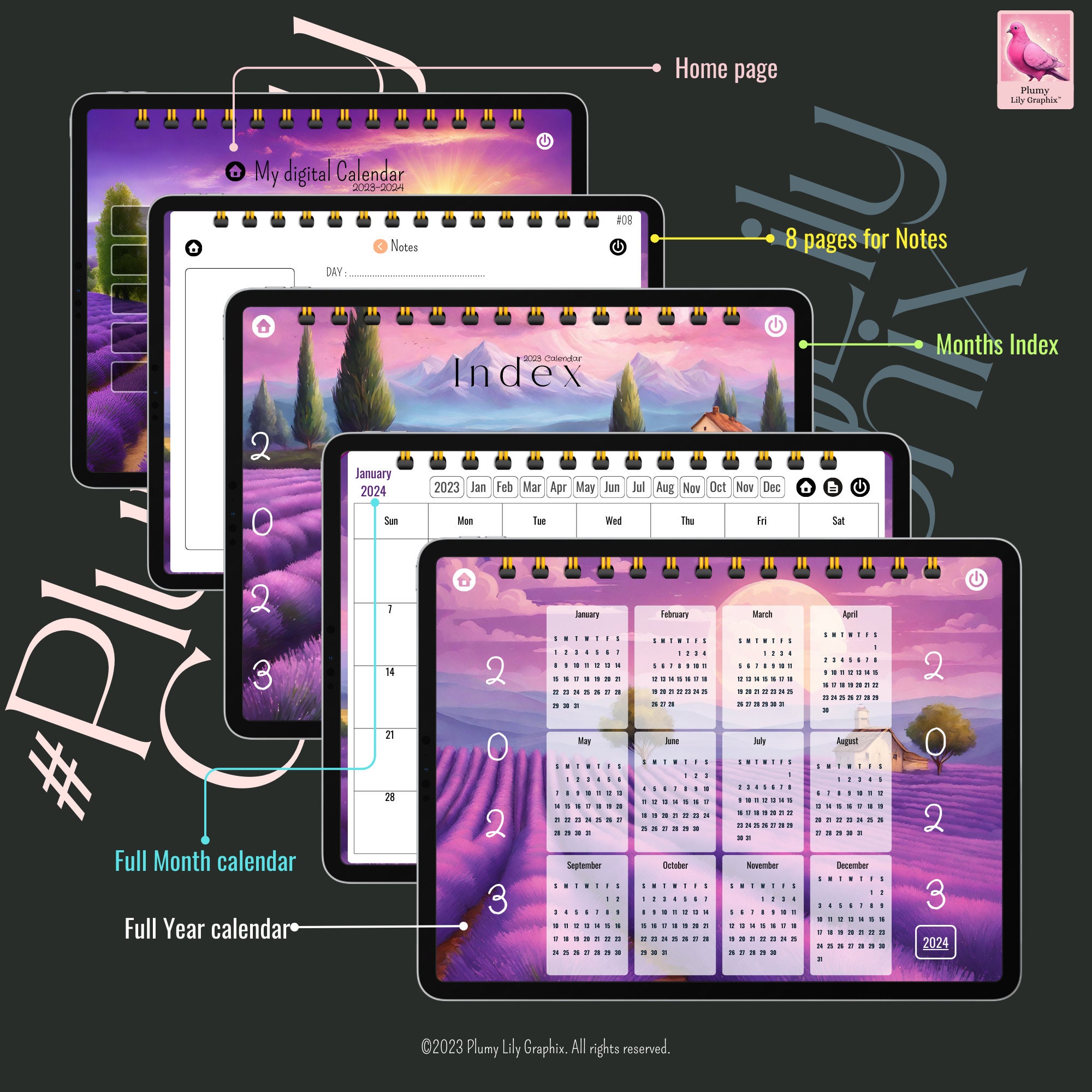 2023/2024 Printable Landscape Calendar Minimalist Monthly Calendar ...