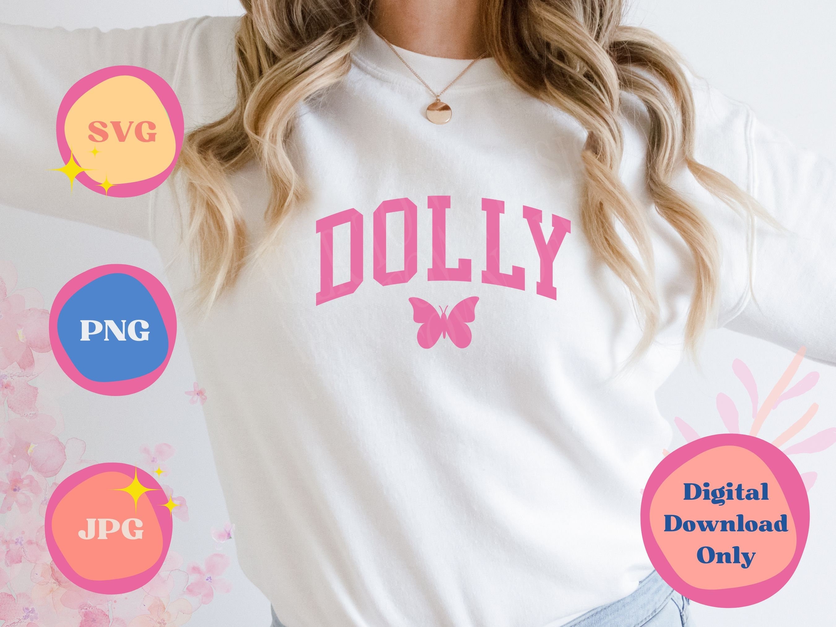 Dolly Pink Butterfly Varsity SVG PNG JPG - Etsy