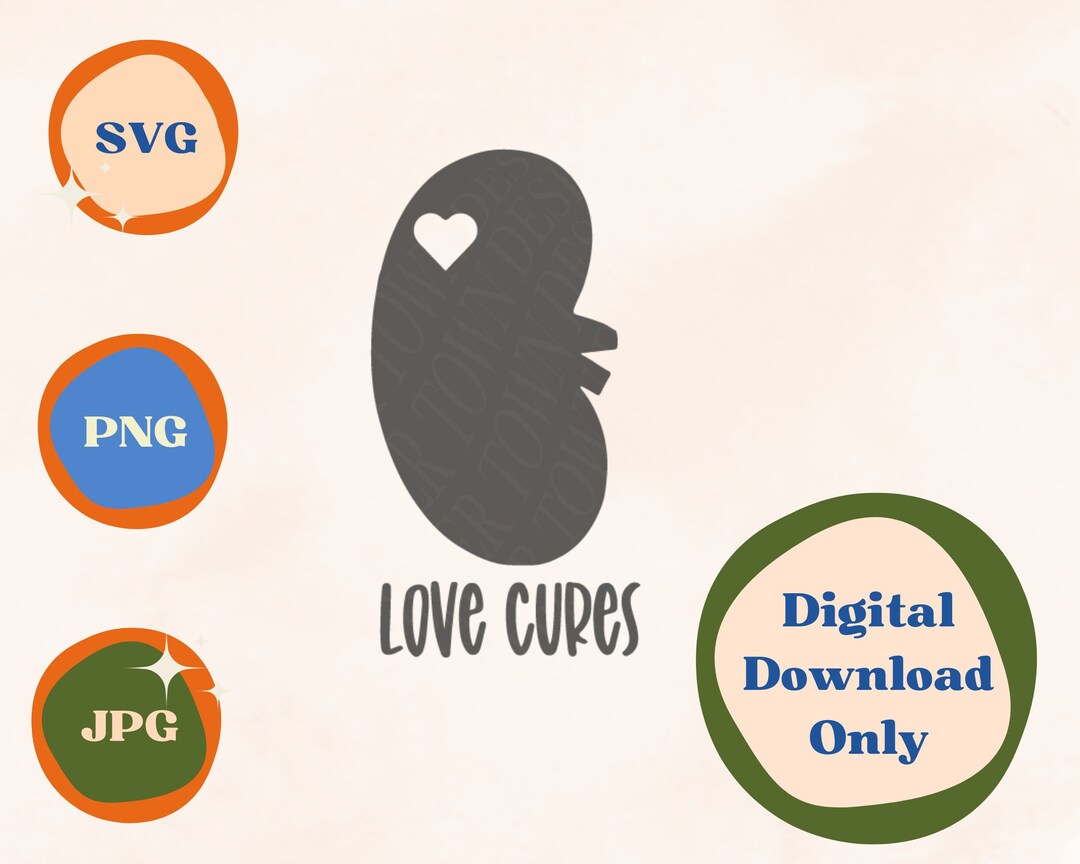 Kidney Love Cures SVG PNG JPEG Digital Cut File - Etsy