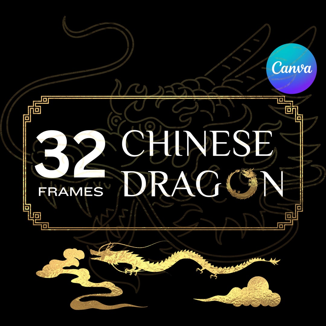 Chinese Dragon Canva Frames Editable Template - Etsy