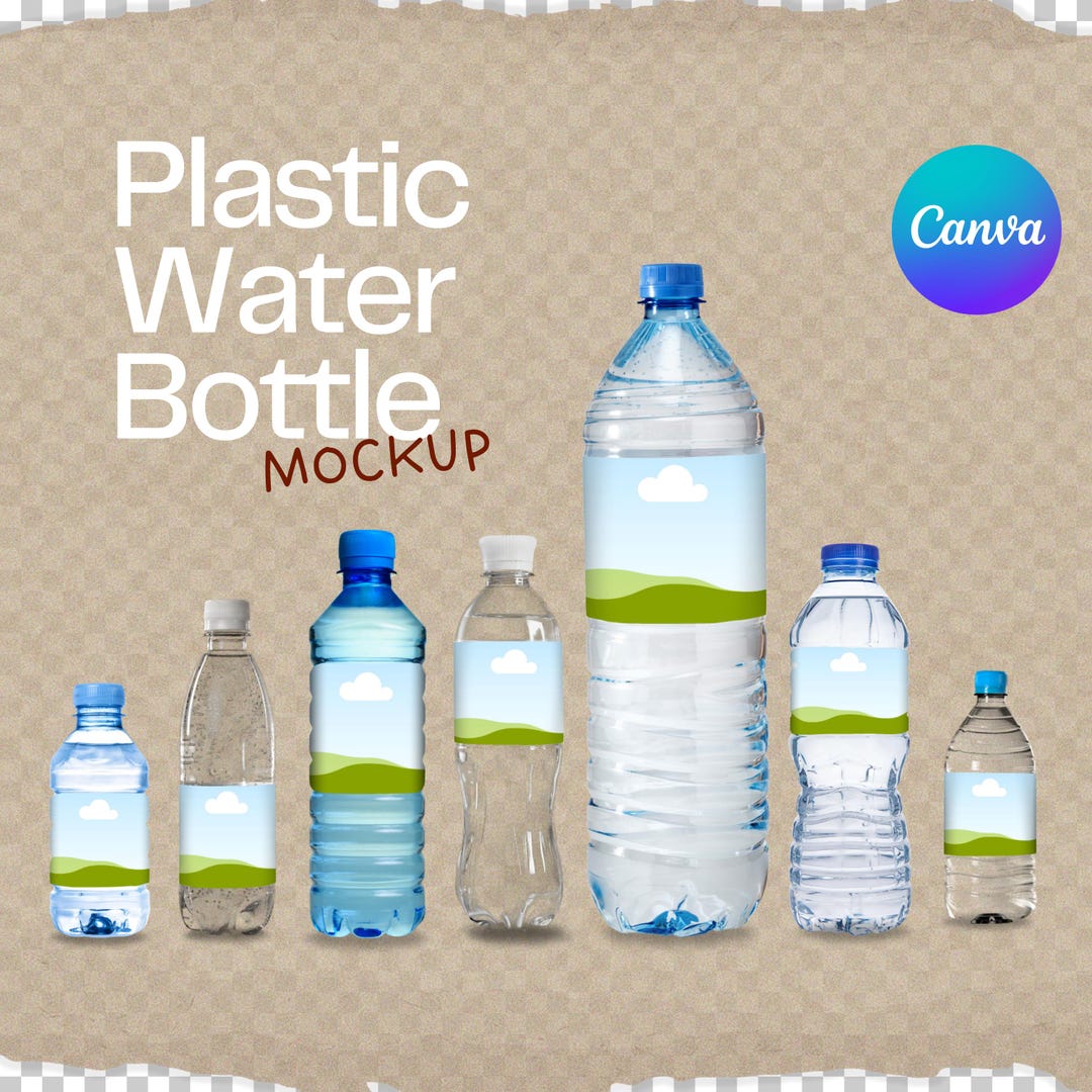 Canva Plastic Water Bottle Mockup , Party Favor Water Bottle Mockup ...