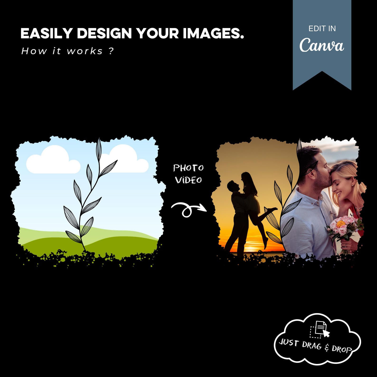 Freestyle Photo Collage Canva Frames , Editable Frame - Etsy