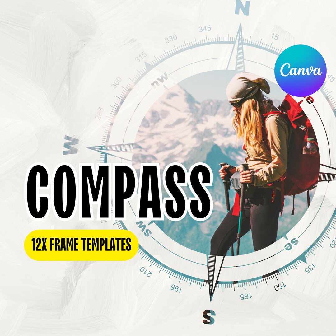 Compass Frame Canva Frame Template Editable Frame - Etsy