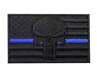 Thin Blue Line Skull - Etsy