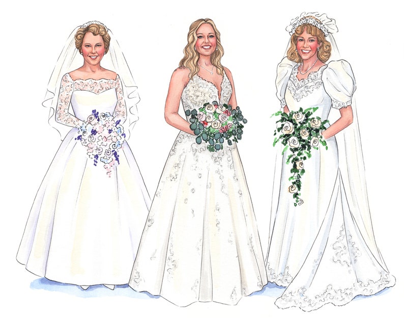 Generational Wedding Portrait. 3 Generations Wedding Portrait. - Etsy