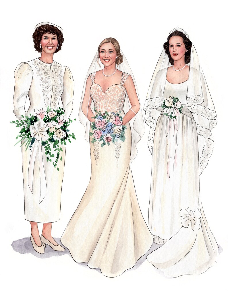 Generational Wedding Portrait. 3 Generations Wedding Portrait. - Etsy