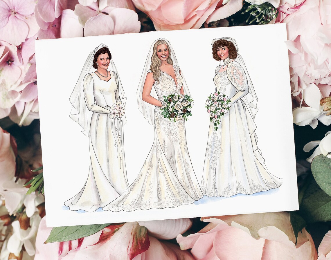 Generational Wedding Portrait. 3 Generations Wedding Portrait. - Etsy