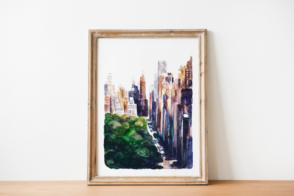 Central Park Print / New York Poster Hand Painted Central - Etsy
