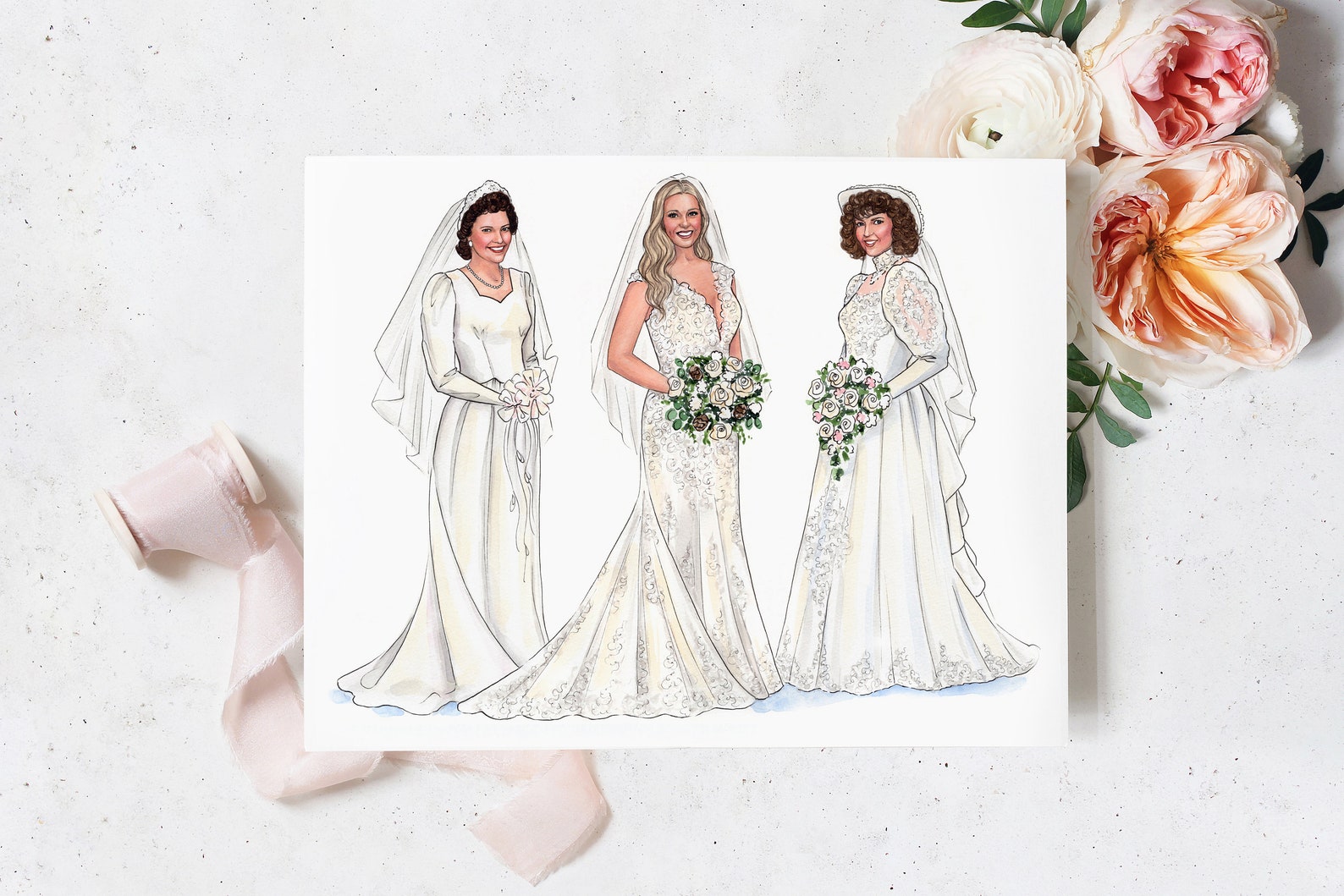 Generational Wedding Portrait. 3 Generations Wedding Portrait. - Etsy