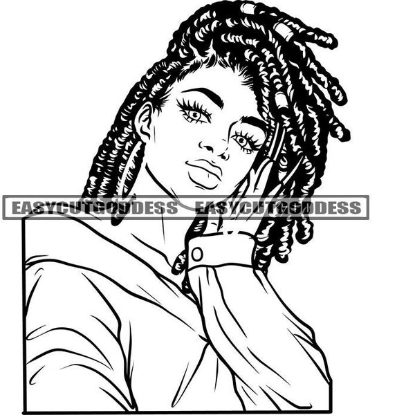 Young Girl With Locs Svg - Etsy