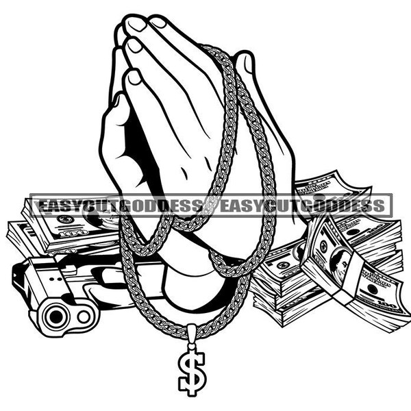 Praying Hands With Money Svg - Etsy