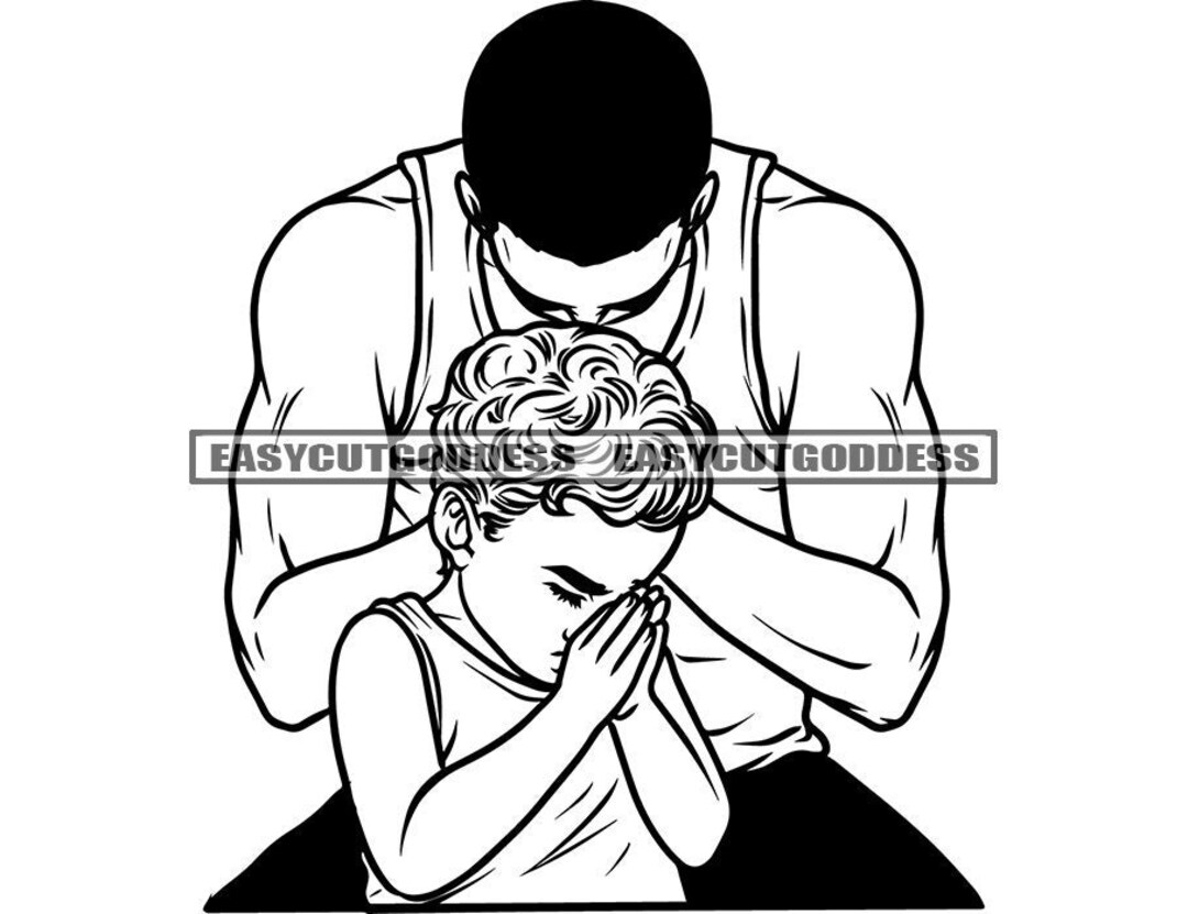 Man and Son Praying God Prayers Hands Imploring Jesus Pray Lord Male ...