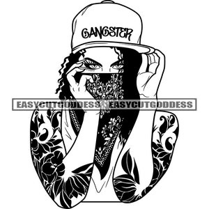 Gangster Melanin Woman Curly Hair Bandana Facemask Baseball Hat Ghetto ...