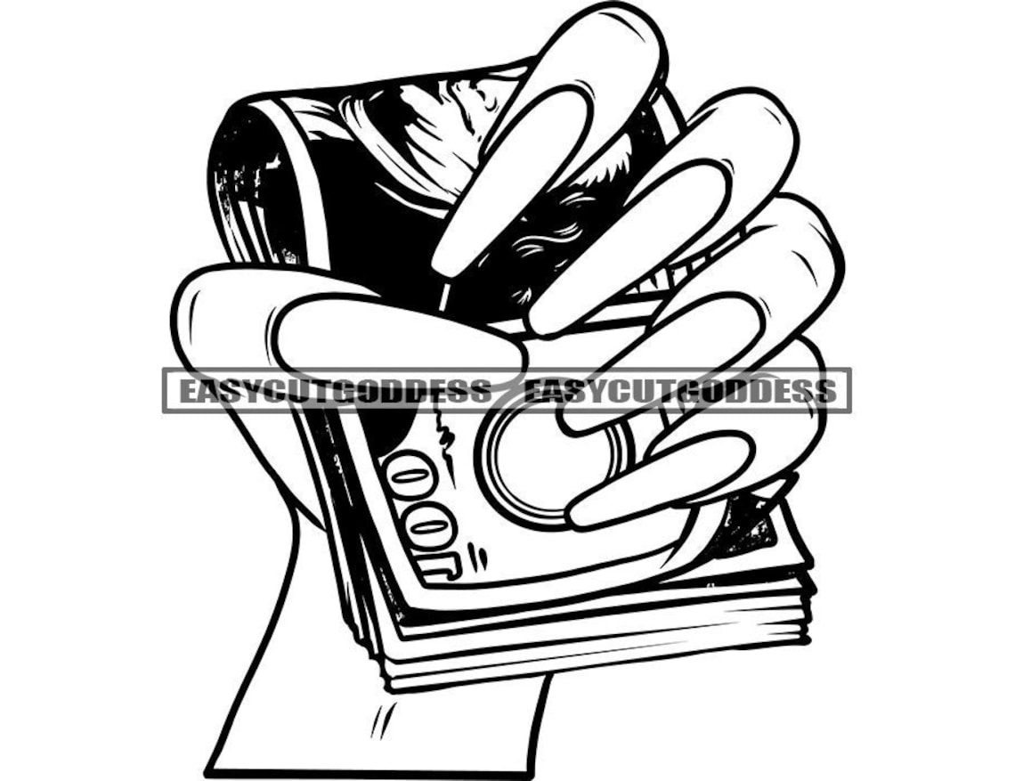 Female Feminine Woman Hand Holding Money Stack Cash One - Etsy