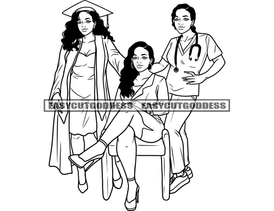 Graduation Graduate Melanin Woman Nurse Uniform Classy Business Boss ...