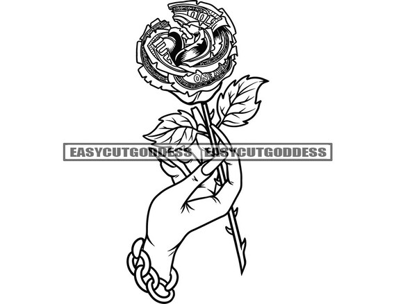 Female Feminine Woman Hand Holding Money Rose Petals Thorns - Etsy