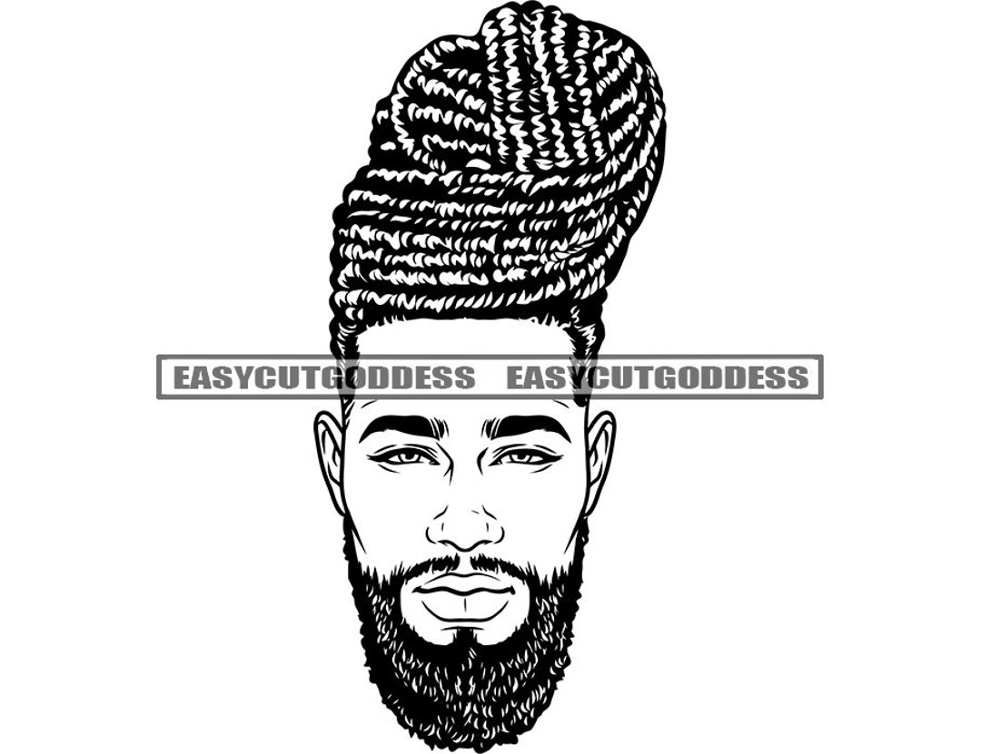 Black Bearded Man Dreadlocks Locs Dreads Hairstyle Hairdo Bun African ...