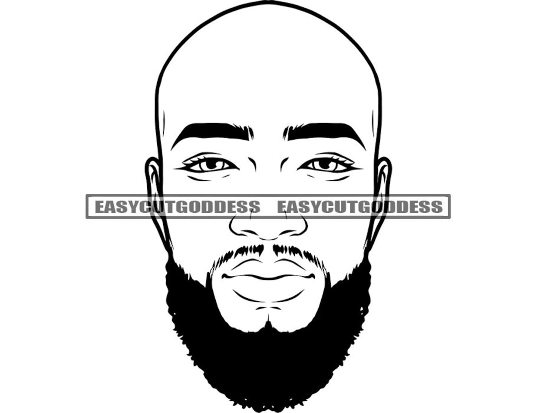 Bearded Black Man Bald Hairstyle Mustache African American Male ...
