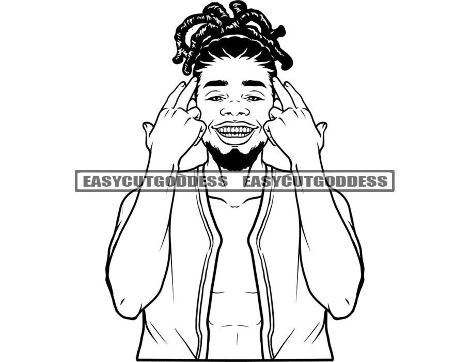 Gangster Man African American Dreadlocks Locs Hair Male Beard Street ...