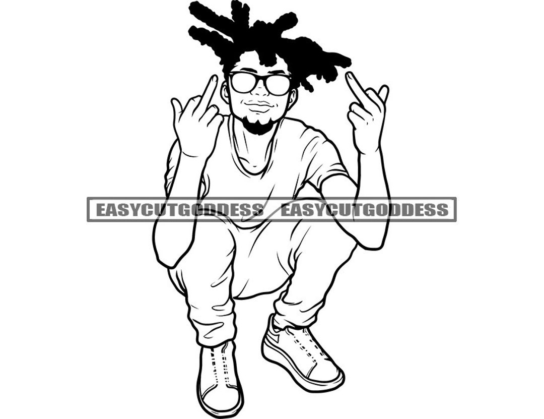 Gangster Man African American Dreadlocks Locs Hair Male Beard Street ...