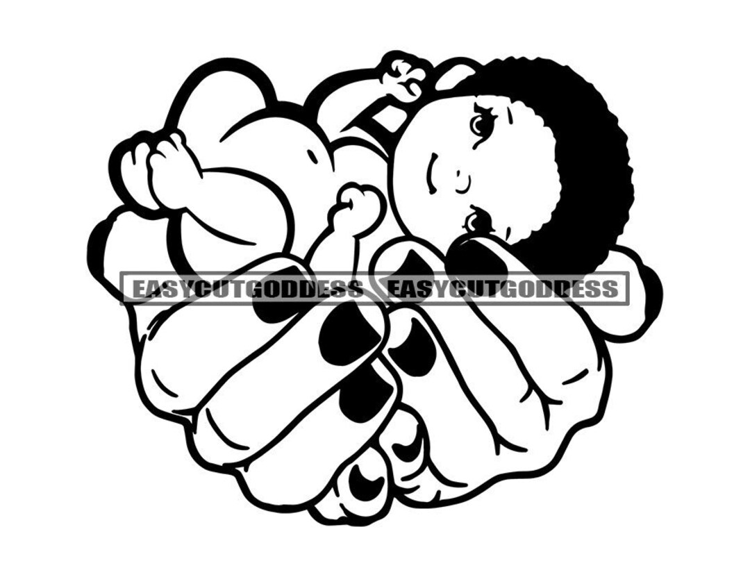 Female Hands Carrying Newborn Premature Black Baby Boy Sleeping Infant ...