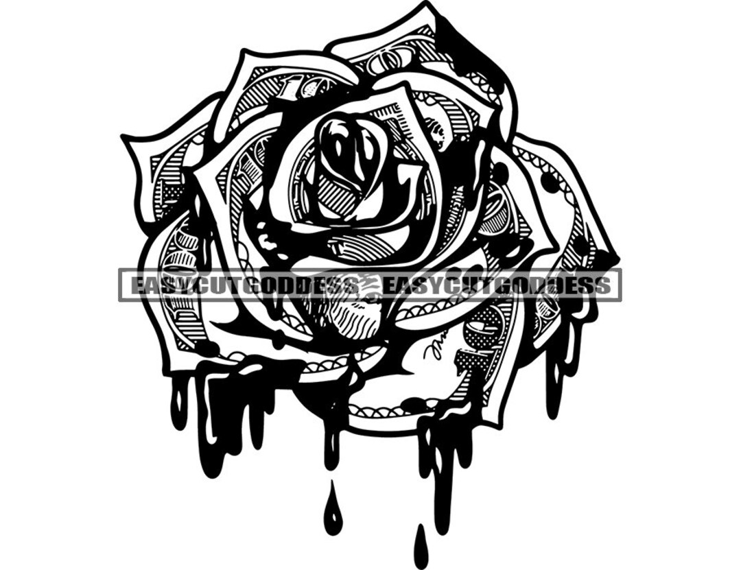 Money Rose Flower One Hundred Dollar Bill Dripping Blood Cash Dinero ...