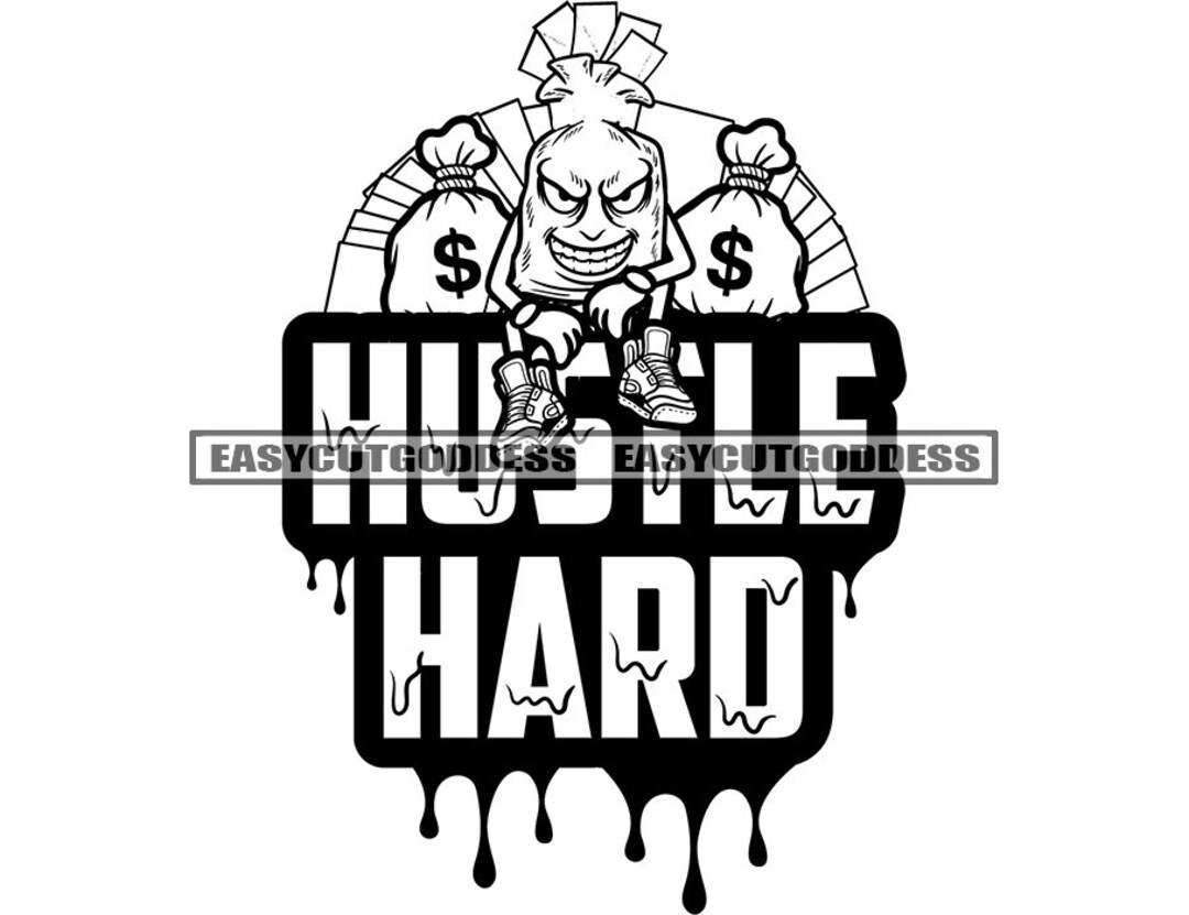 Money Bag Character Hustle Hard Cash Stacks Grind Hustler Hustling ...