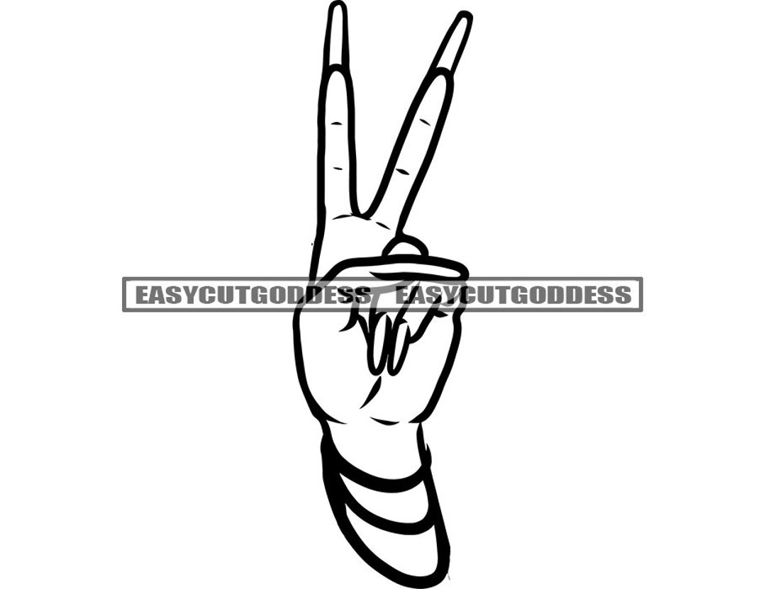 Female Hand Peace Sign Woman Fingers Long Nails Symbol Peaceful Love ...