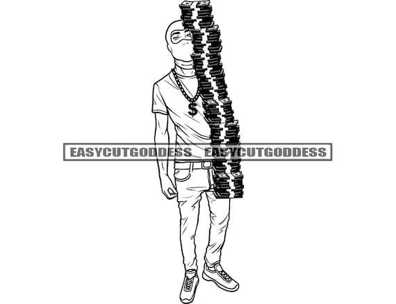 Gangster Skinny Man Ski Mask Burglar Holding Big Stack Money - Etsy