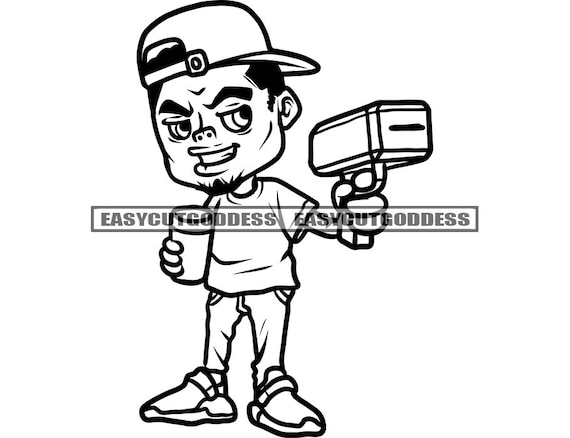 Dope Boy Cartoon Character Man Baseball Hat Money Gun Drink - Etsy