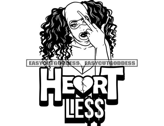 Heartless Quotes Gangster Gangsta Woman Ski Mask Middle Finger - Etsy