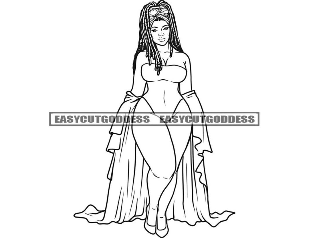 Sexy Plus Size Lady Curvy Voluminous Big Beautiful Woman Nubian Melanin Stylish Dreads Locs Hair