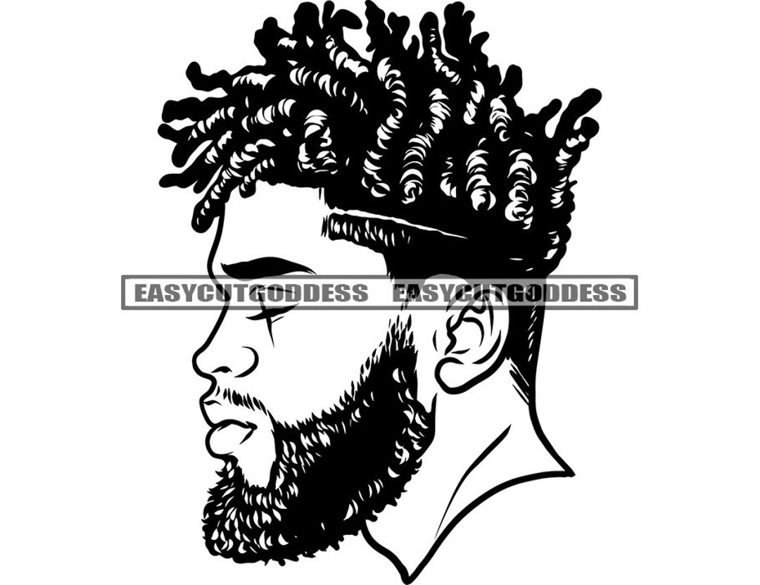 Black Bearded Man Locs Dreads Hair Fresh Haircut Salon Logo African ...