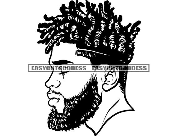 Black Bearded Man Locs Dreads Hair Fresh Haircut Salon Logo - Etsy