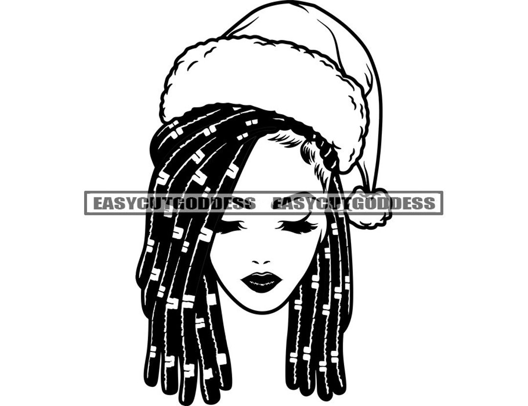 Melanin Woman Locs Dreadlocks Hair Santa Hat Christmas Black African ...