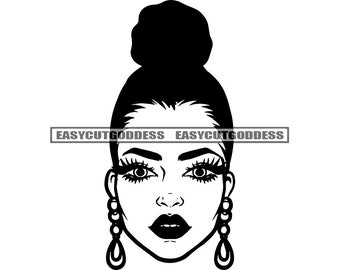 Black Woman Updo Hair Svg - Etsy