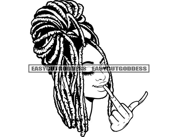 Melanin Woman Middle Finger Locs Dreadlocks Messy Bun Hair - Etsy