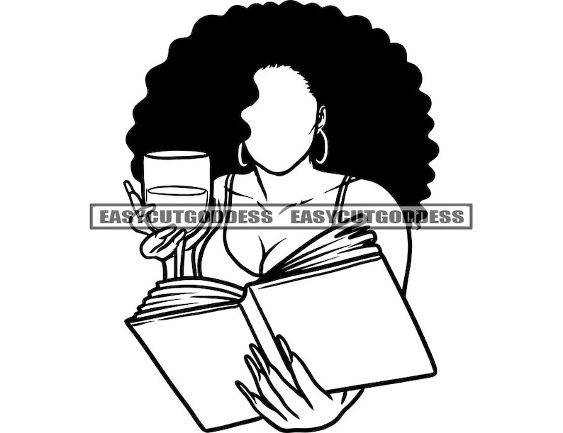 Melanin Woman Faceless No Face Reading Book Educated Coffee - Etsy