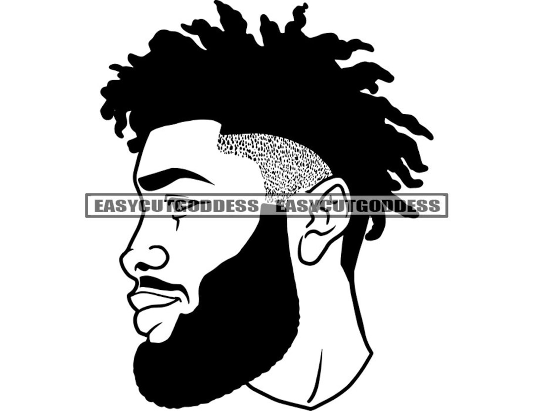 Black Man Portrait Locs Mohawk Hair Closed up Bearded Beard Mustache ...