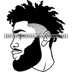 Black Man Portrait Locs Mohawk Hair Closed up Bearded Beard Mustache ...