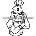 Money Bag Head Man Character Holding Money Stacks Bragging Hustle Cash ...