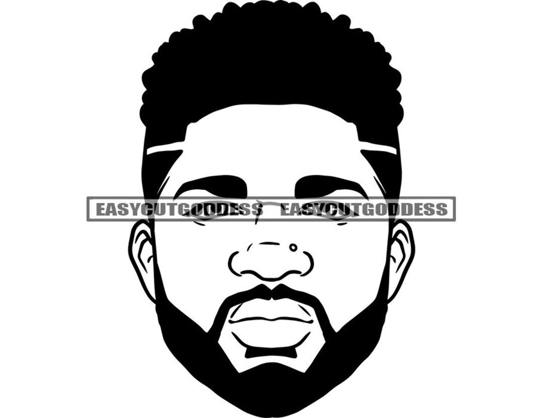 Handsome Black Man Face Portrait Closed up Bearded Beard Mustache Male ...