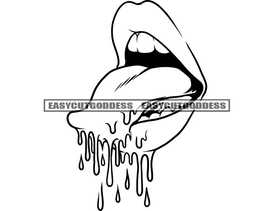 Woman Lips Dripping Mouth Open White Teeth Tongue Closeup - Etsy