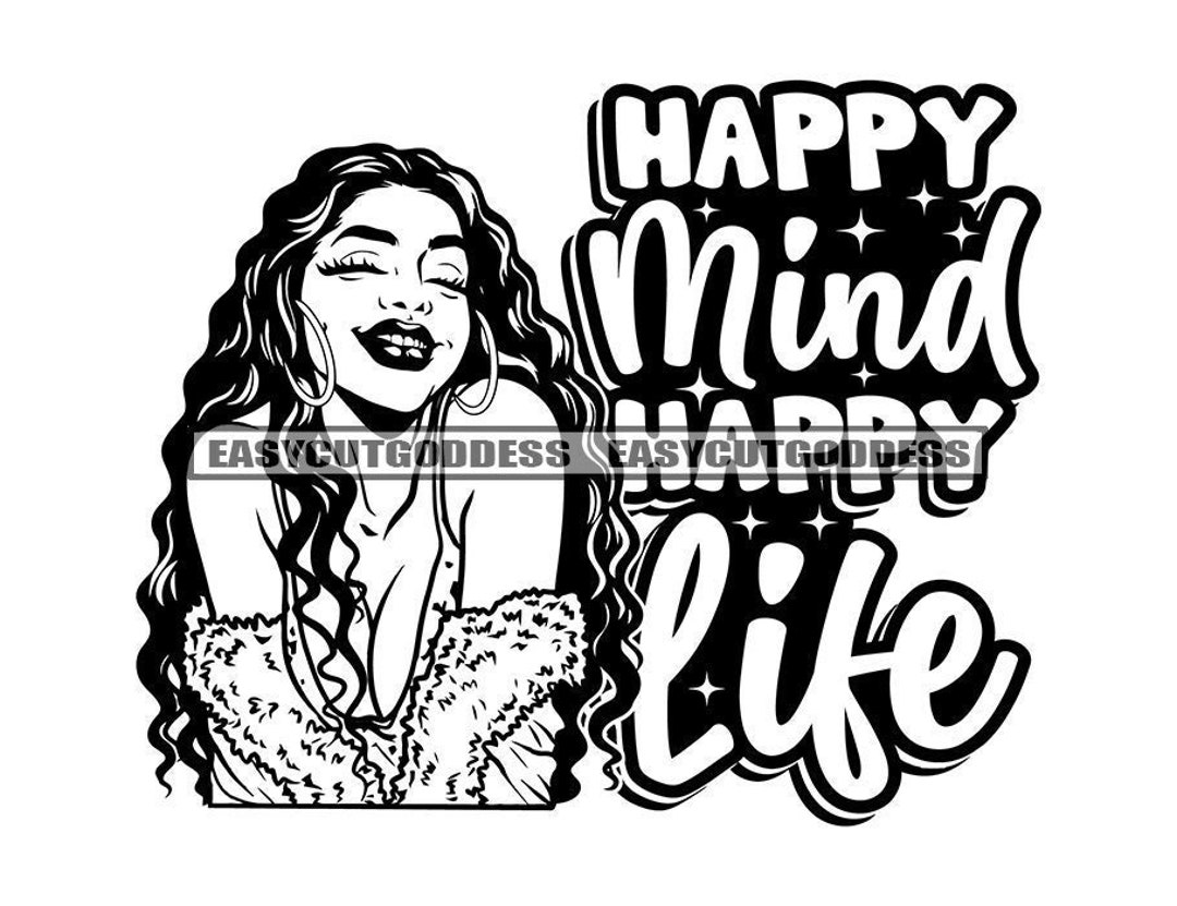 Happy Mind Happy Life Positive Motivations Woman Quotes Pretty - Etsy