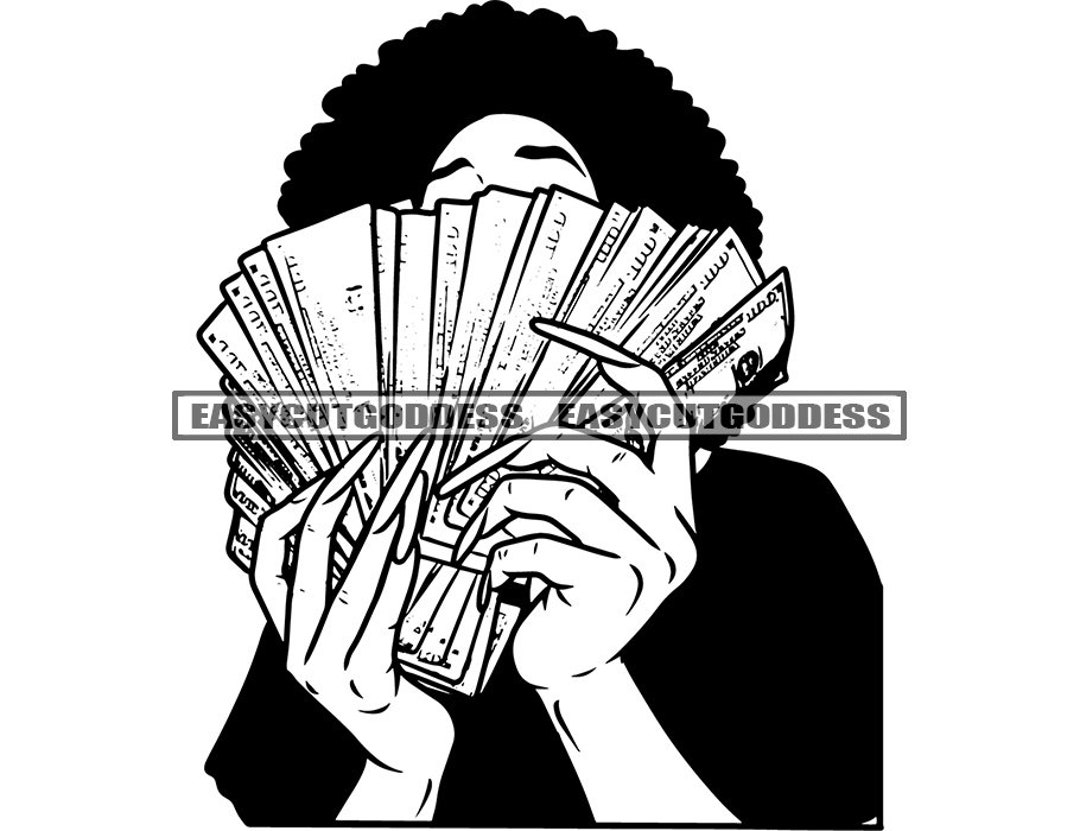 Hustler Woman Showing off Bragging Money Spread Grind Bank Dope Girl ...